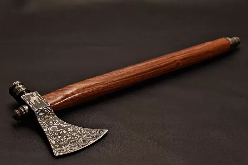 CUSTOM Handmade DAMASCUS STEEL Smoking Pipe TOMAHAWK Axe, HATCHET 20 ...