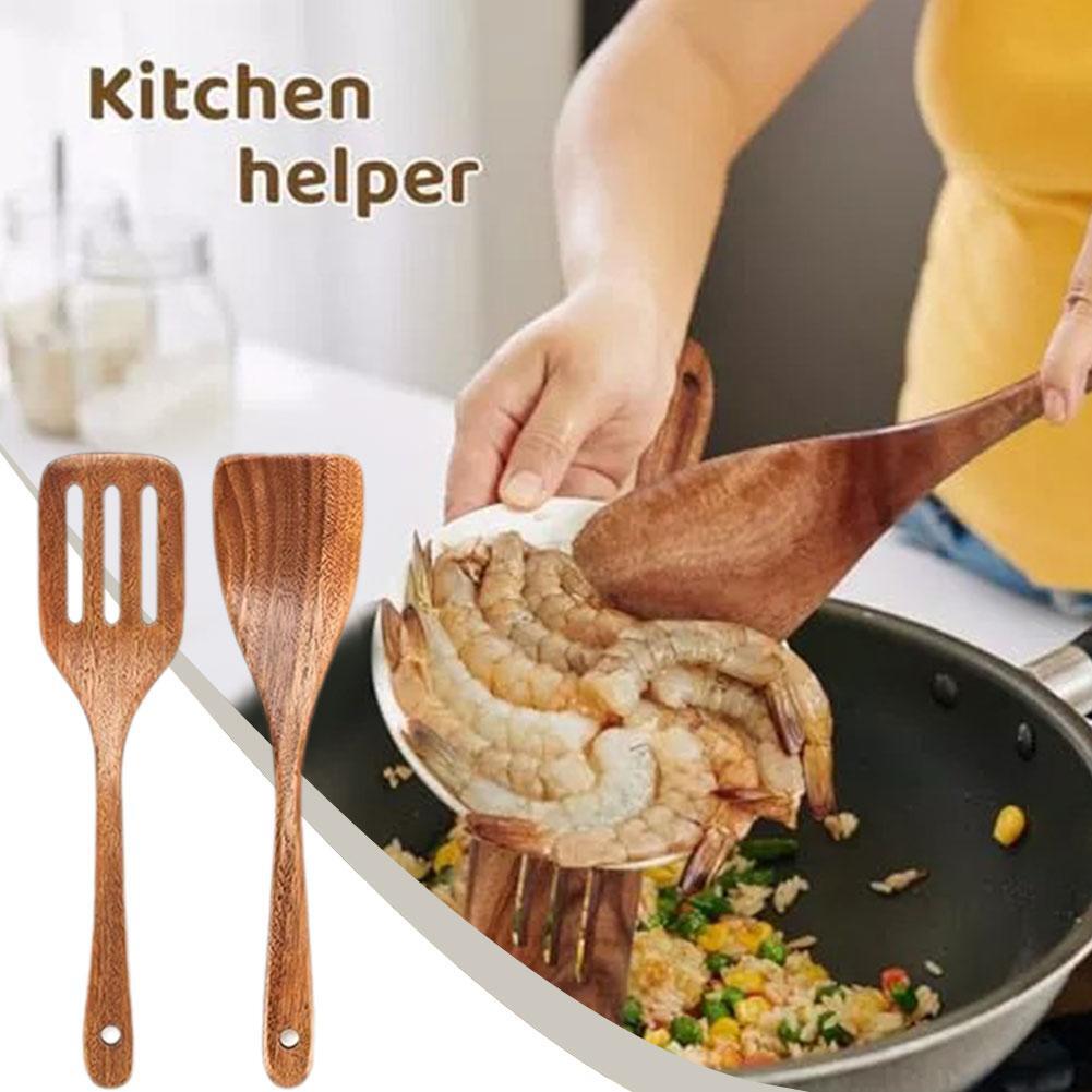 5Pcs Handmade Wooden Serving and Cooking Spoons Brown Spoons Kitchen ...