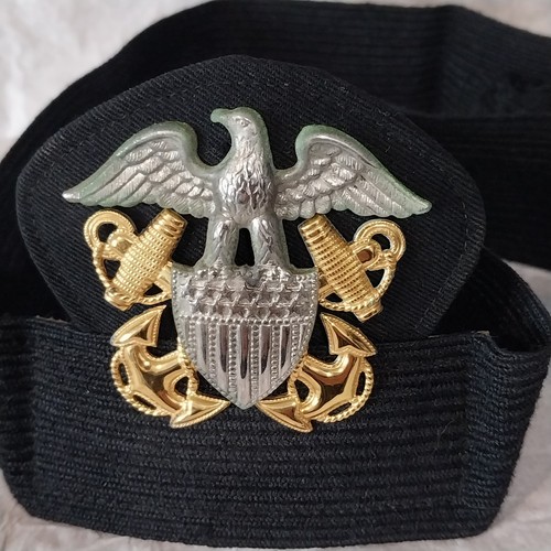 Vtg WWII? U.S. Navy Officer Hat Band w/Large Cap Badge Insignia 2-1/2 ...