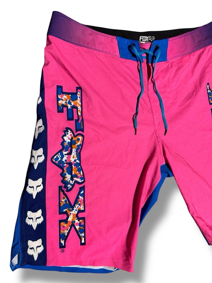 Fox Racing Board Shorts Mens Size 36 Daytona Pink Unlined Swim Trunks ...