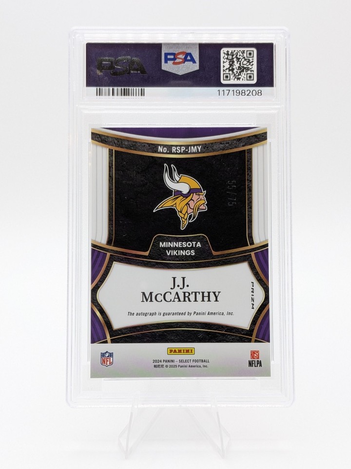 2024 Panini Select Maroon Rookie Auto J.J. McCarthy RC /75 PSA 10 Gem ...