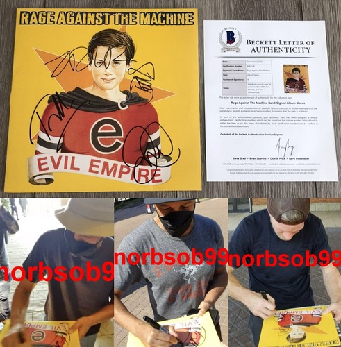 RAGE AGAINST THE MACHINE SIGNED EVIL EMPIRE VINYL w/EXACT PROOF BECKETT ...