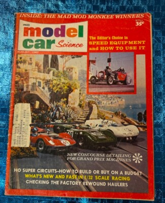 VINTAGE MODEL CAR SCIENCE MAGAZINE AUGUST 1967 SLOT CAR Tabletop Racing ...