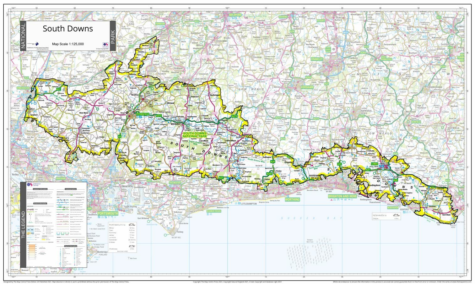ORDNANCE SURVEY MAPS - SOUTH DOWNS NATIONAL PARK WALL MAP. NEW - 2021 ...