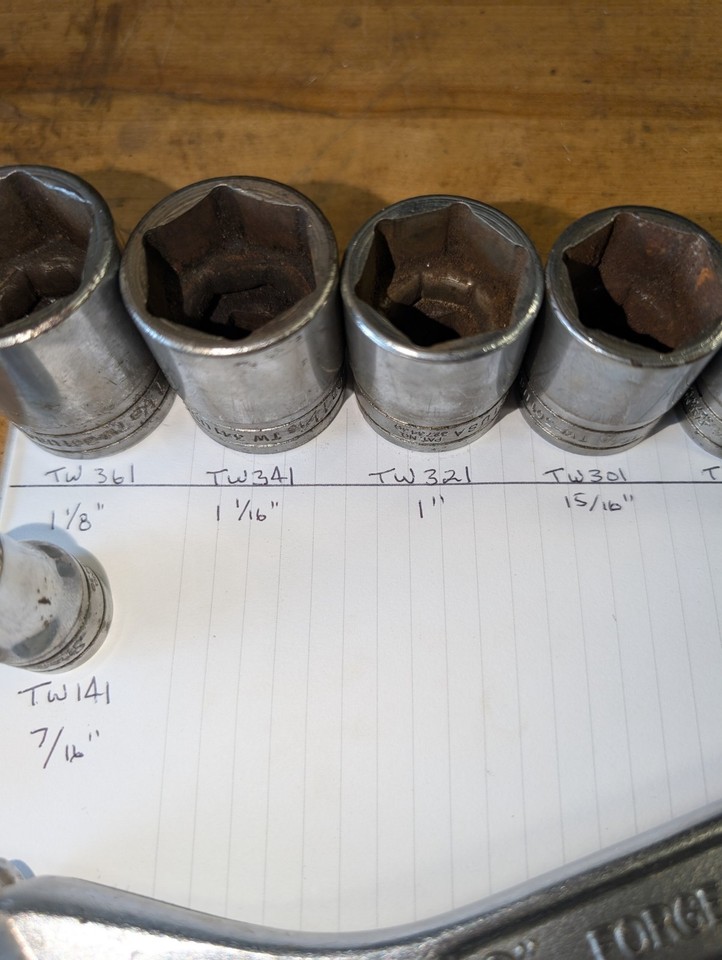 Snap-on Socket Set 10 Pc 1/2" Drive SAE 6 Point TW Series USA ...