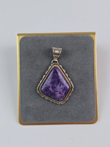 NA Navajo Sterling Silver & vivid purple Charoite Pendant signed Ted ...