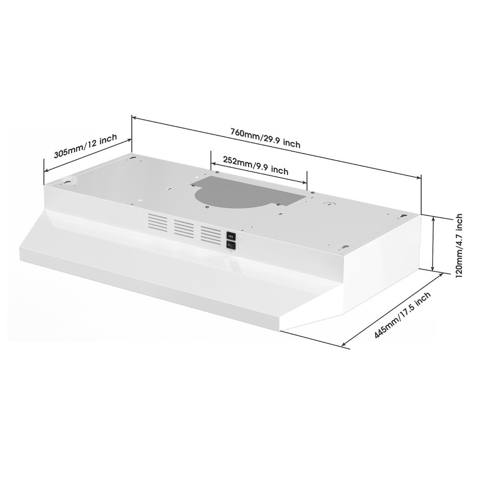 24/30/36in Under Cabinet Range Hood 230-280CFM Ducted/Ductless Kitchen ...