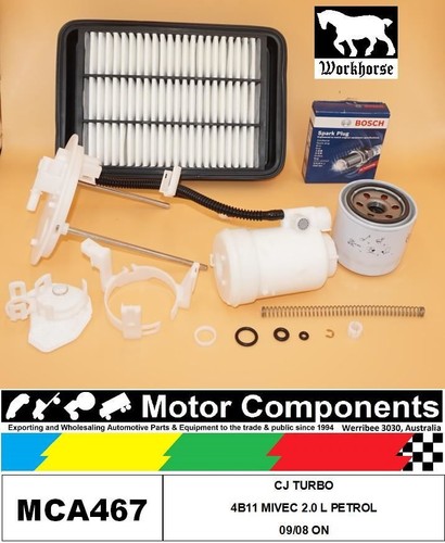 SPARK PLUGS & FILTER KIT for MITSUBISHI LANCER CJ TURBO 4B11 MIVEC 2.0 ...