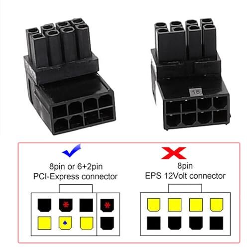 2 Pack ATX 8P Connector Male to Female Power Header Adapter Up Down ...