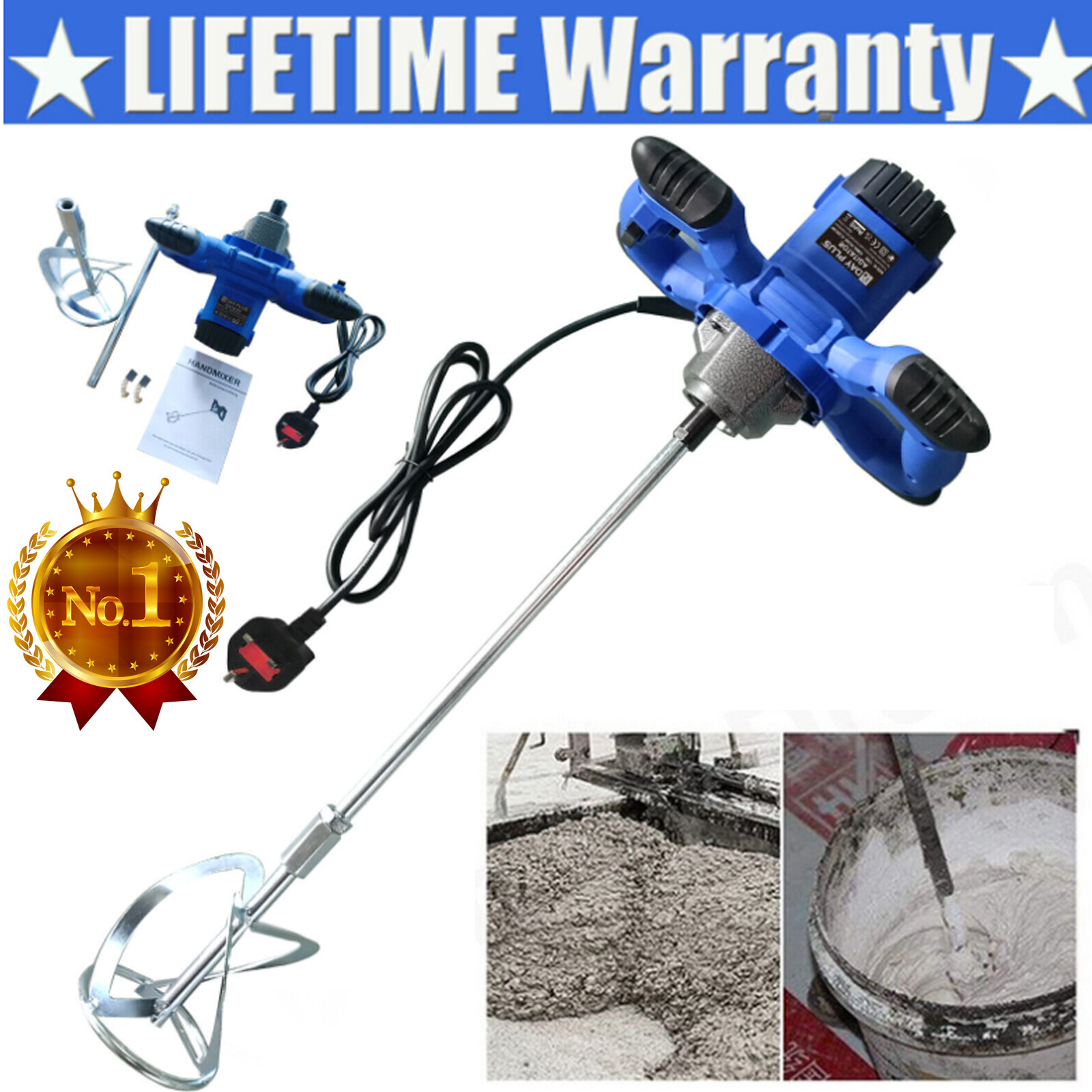 2600W Electric Plaster Paddle Mixer Drill Mortar Cement Paint Stirrer ...