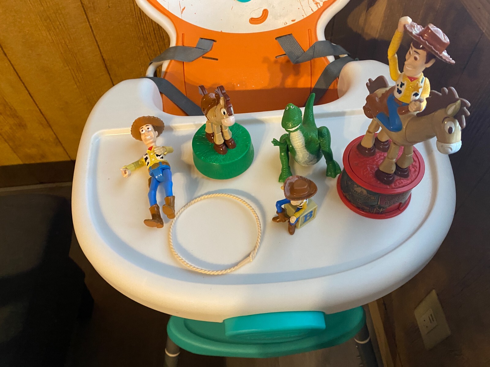 Toy Story Lot Of 5 Figures Bonus Rope Woody Bullseye Horse Rex Dinosaur ...