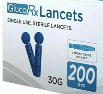 GlucoRx Lancets comes with Lancing Device Gluco Rx 30G (200) PCS | eBay UK