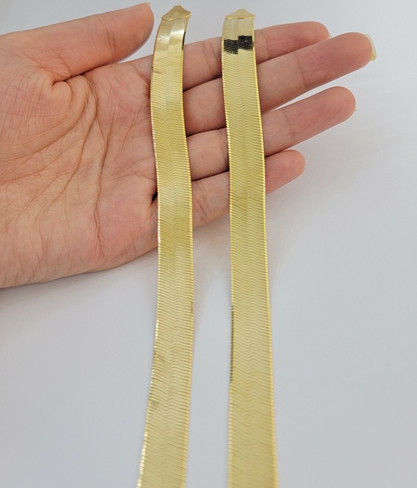 REAL 10k Gold Herringbone Chain Necklace 15mm 18"-24" 10kt Yellow Gold ...