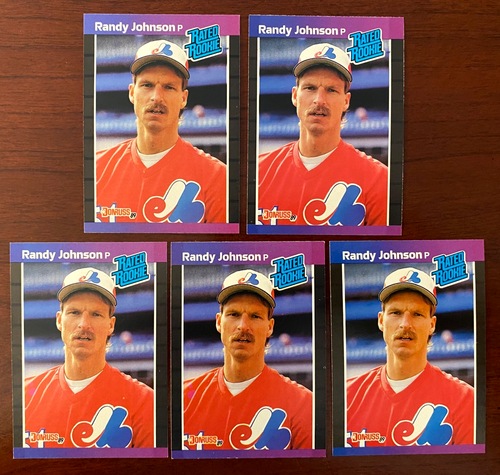 Lot of 5 Randy Johnson 1989 Donruss "Rated Rookie" RC Card #42 Montreal ...