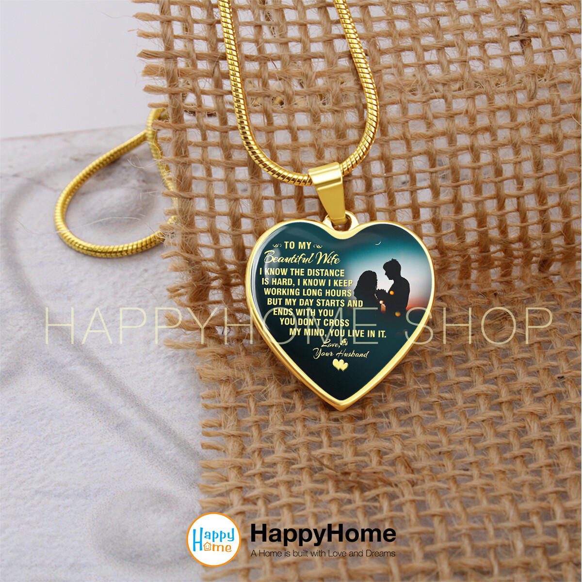 Heart Necklace Love Gift For Wife from Husband You Live in My Mind ...
