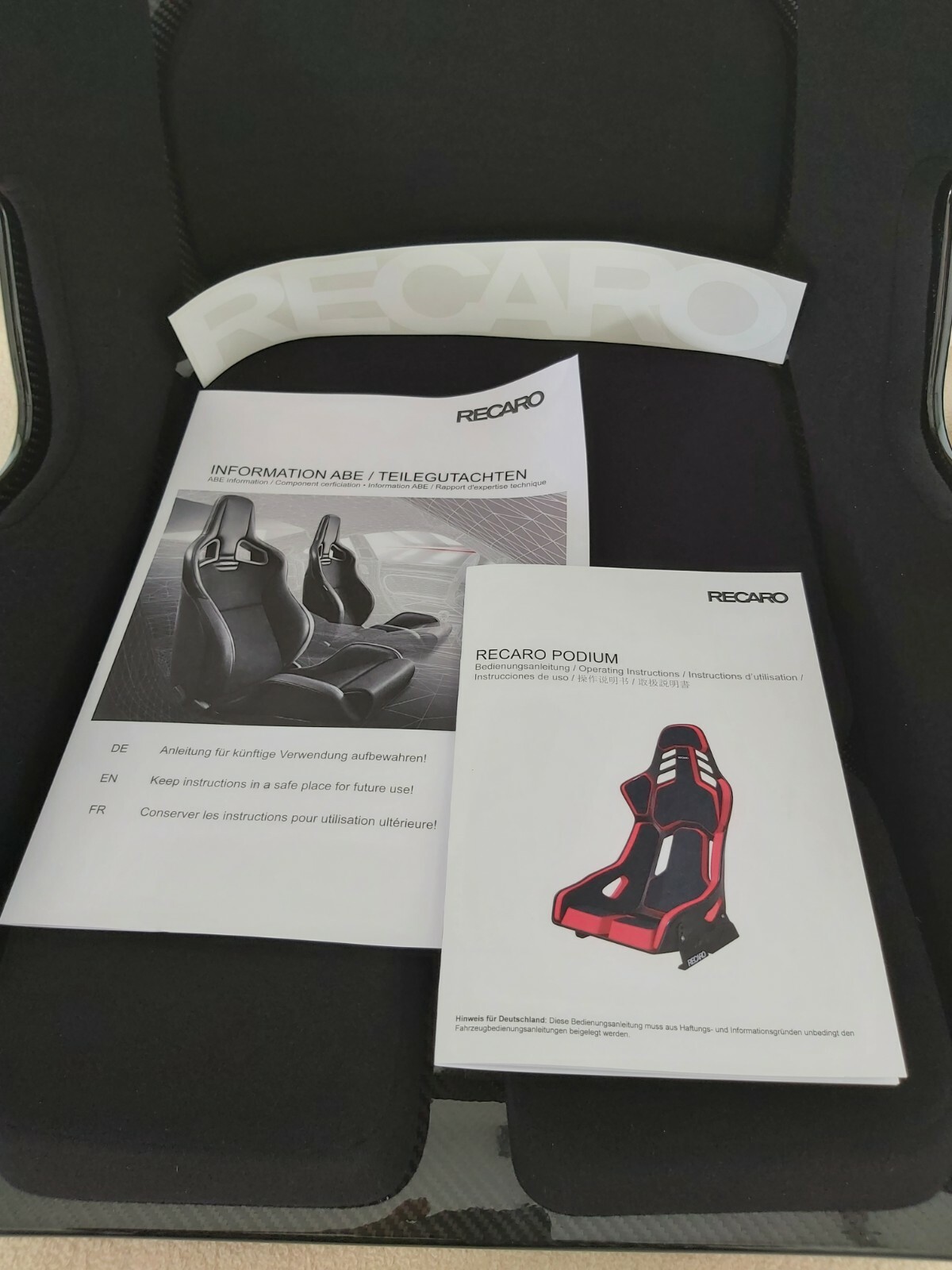RECARO PODIUM SEAT, CARBON FIBER REINF.SHELL, FIA, PERLONVELOURS BLACK ...