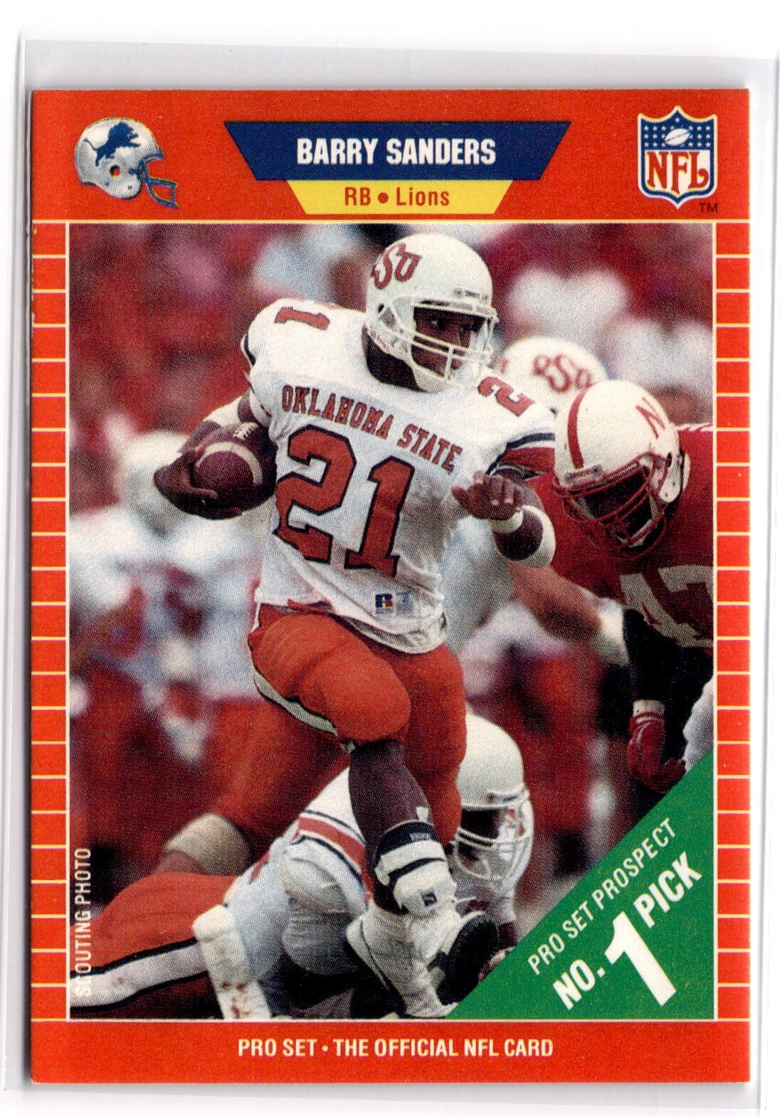 1989 Pro Set Barry Sanders #494 Pro Set Prospect No. 1 Pick Detroit ...