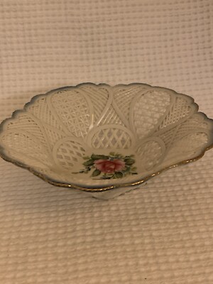 Jantezi Lux Porcelain Reticulated Bowl Open Lattice Hand Painted ...