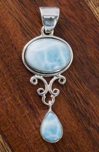 Fine Caribbean Larimar Gemstone 925 Sterling Silver Handmade Gift MO ...