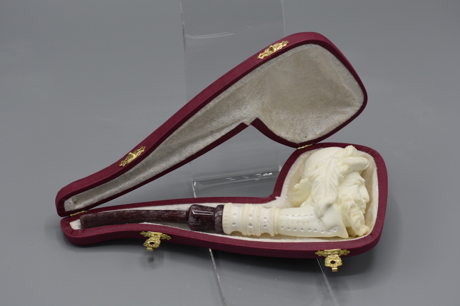 CAVALIER Pipe BY CEVHER Block Meerschaum-Handmade NEW Custom Made CASE ...