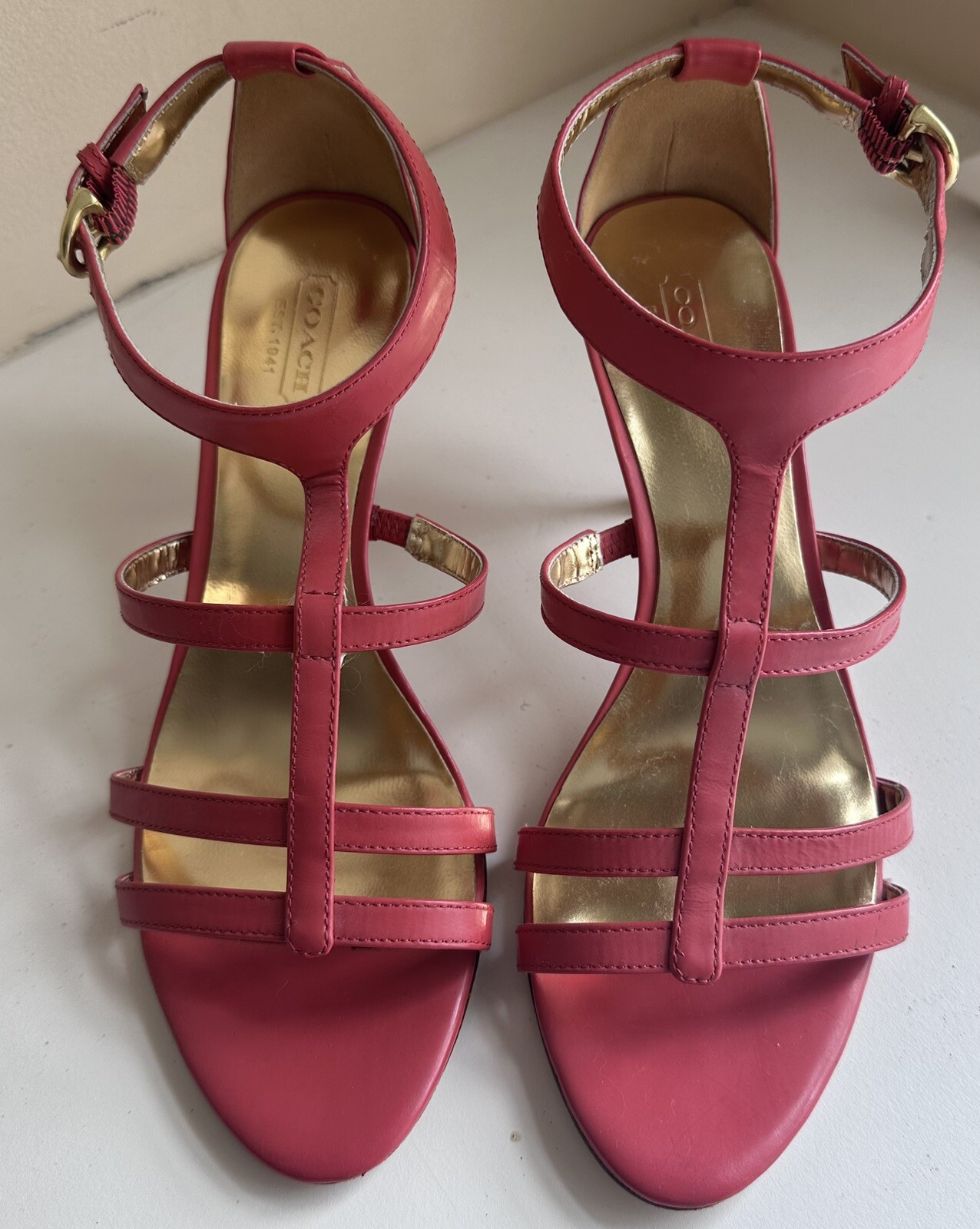 Coach Hayden Pink Caged Strappy Leather Caged 2.5" He… - Gem