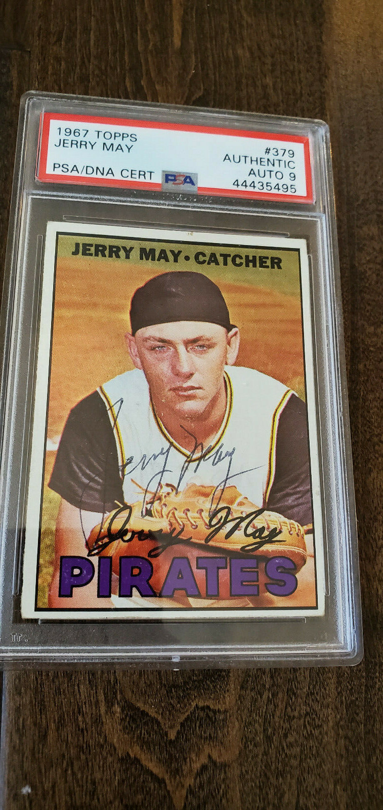 1967 TOPPS SIGNED AUTO CARD JERRY MAY PIRATES ROYALS METS # 379 PSA DNA ...