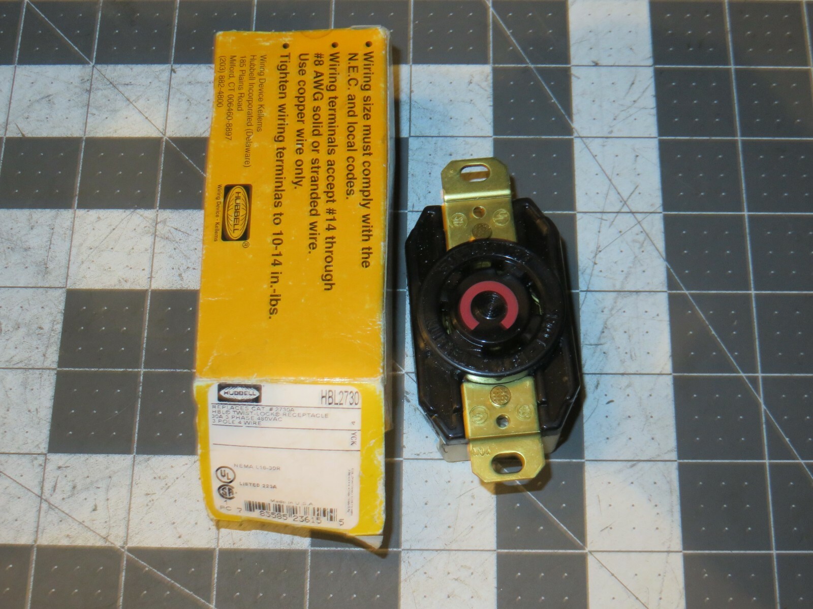 NEW HUBBELL HBL2730 3 POLE 480V 30A 3 PHASE TWIST LOCK RECEPTACLE ...