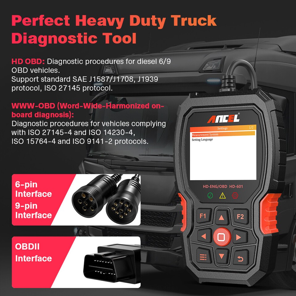 Diesel Heavy Duty Truck HD OBD Diagnostic Scanner All System Diesel ...
