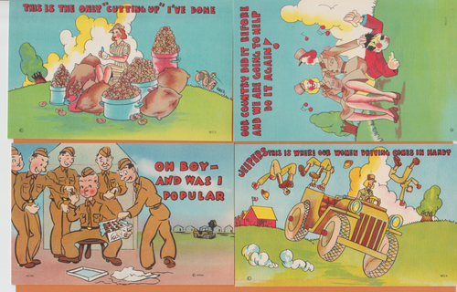 Lot of 9 WWII era postcards comic humorous funny U.S. Army cartoon ...