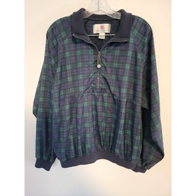 VTG Thomas E Wilson Golf Jacket Pullover Mens L Blue Plaid 1/2 Zip ...