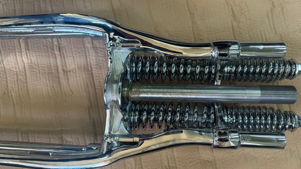 I-Beam Springer Forks offset for Harley Big Twins, all Chrome | eBay