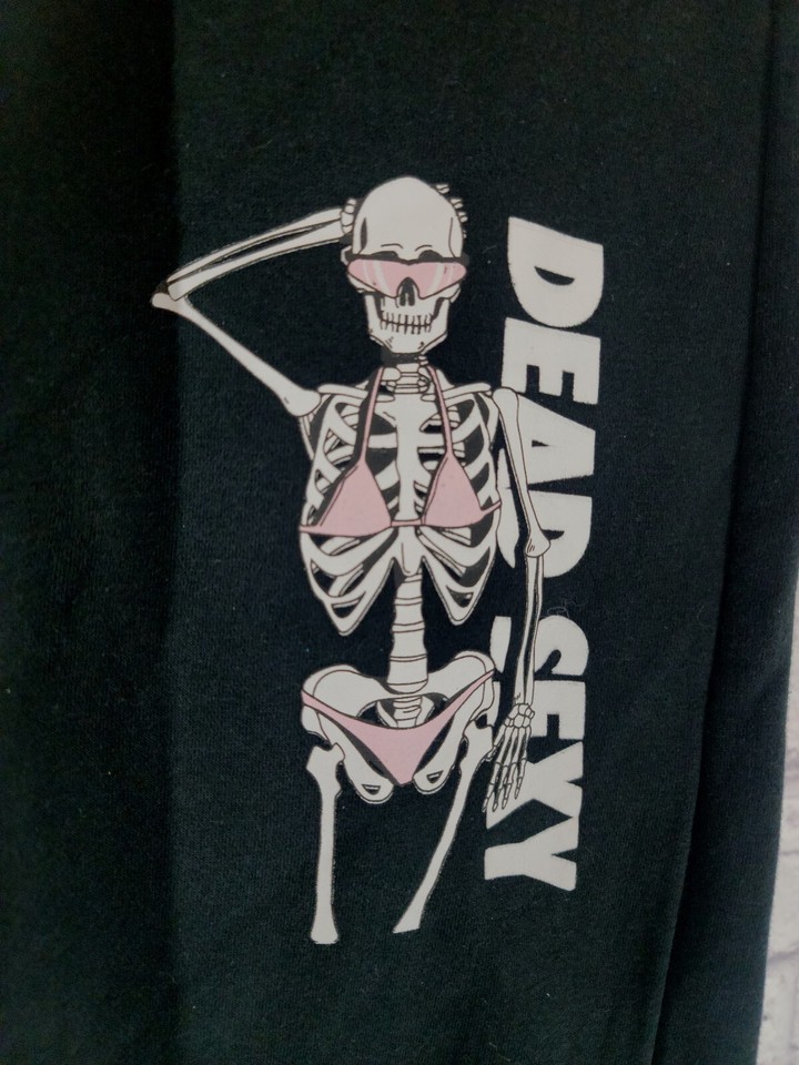 Chomp Black Skelton Graphic Sz Large Tapered Leg Sweatpants Pockets | eBay