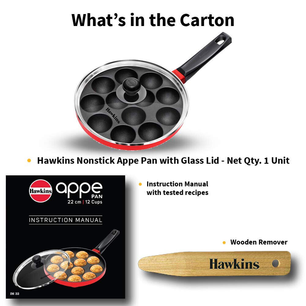 Hawkins Nonstick Appe Pan With Glass Lid 12 Cups 22 cm Kitchen Utensils ...