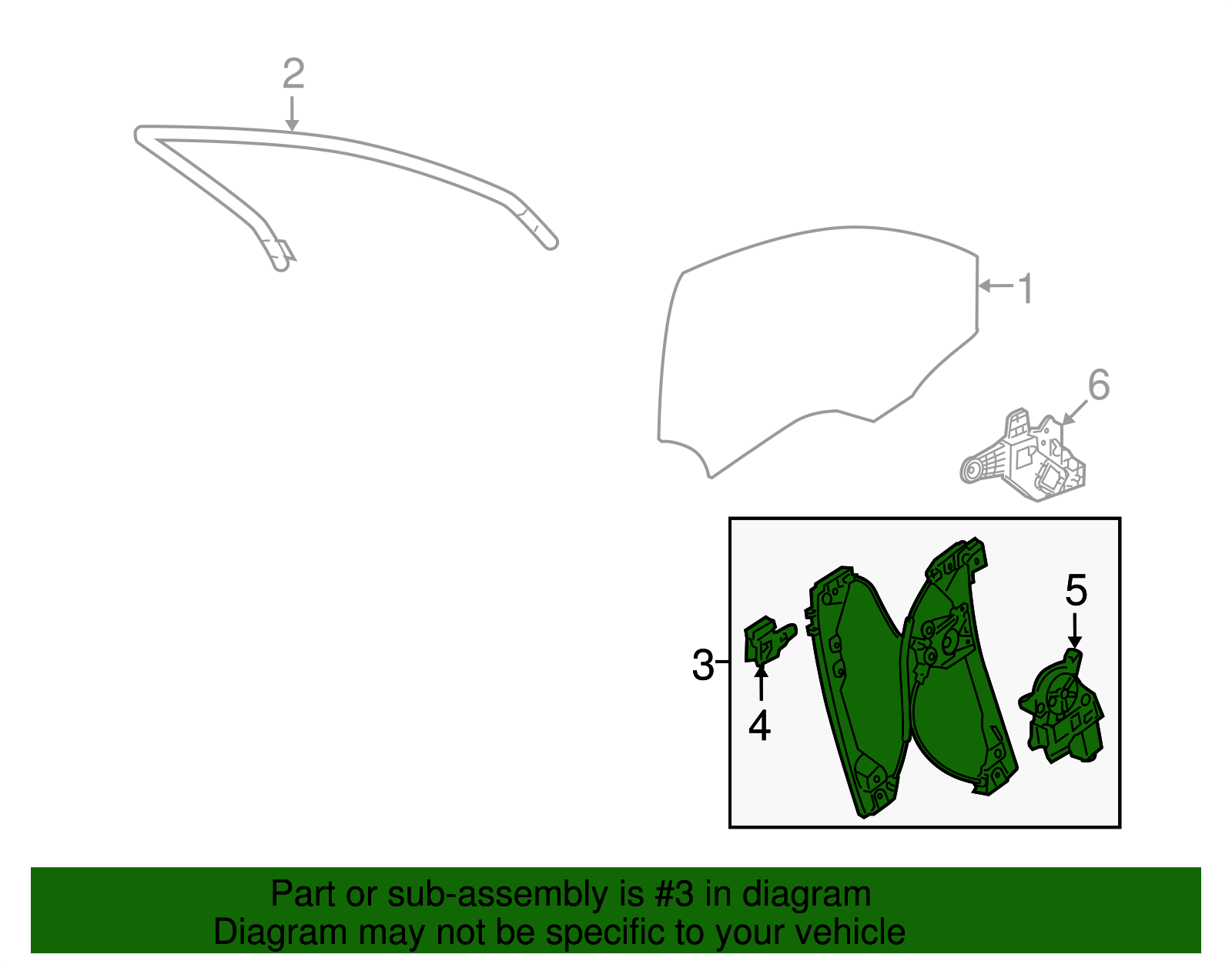 Genuine GM Front Passenger Side Power Window Regulator with Motor ...
