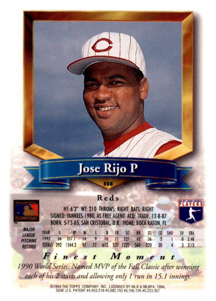 1994 Finest Jose Rijo 308 | eBay