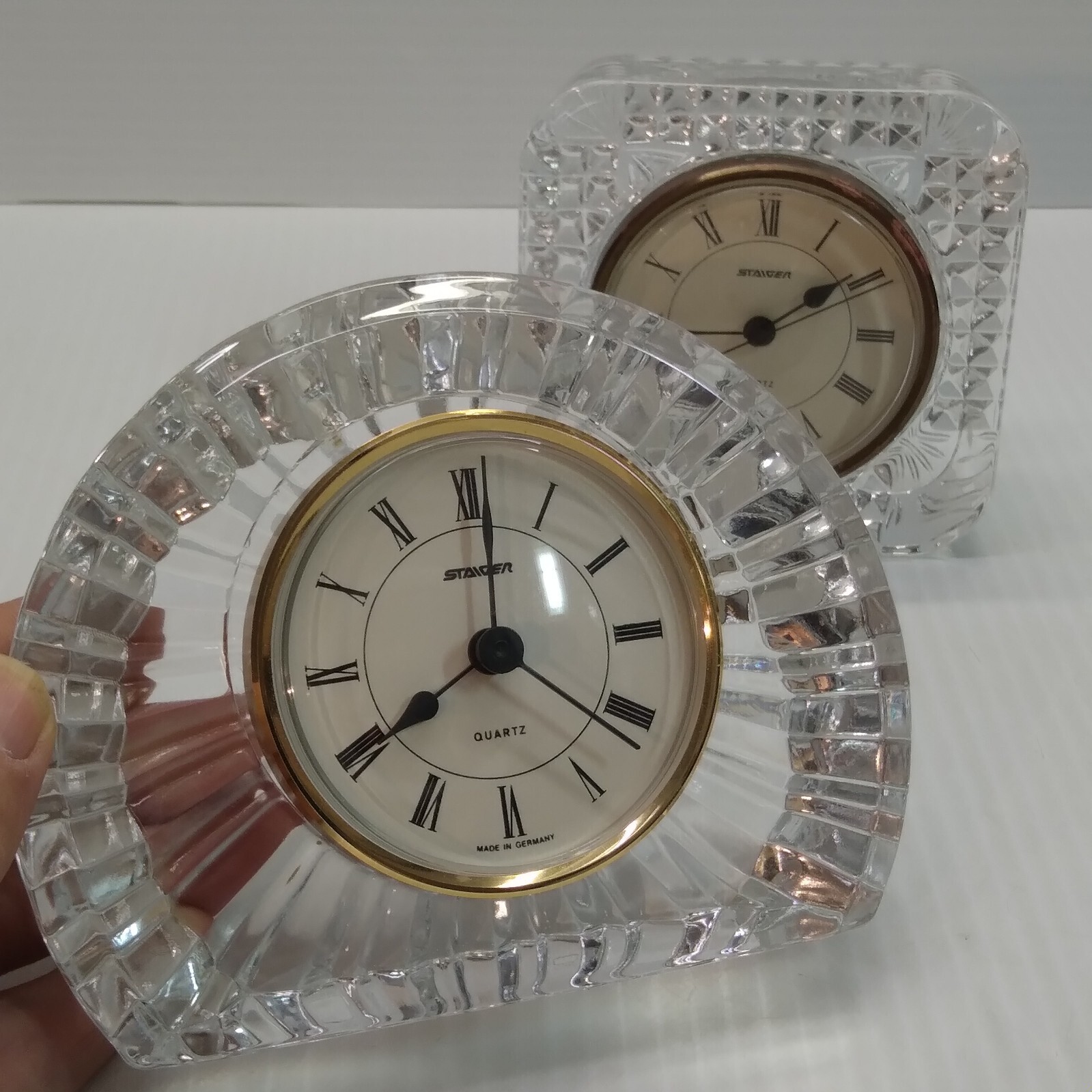 2 Vintage Staiger Crystal Quartz Desk Clocks Made in Germany Tested ...