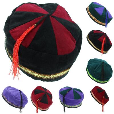 Velvet Smoking Hat Tasselled Victorian Thinking Lounging Cap Fez Red ...
