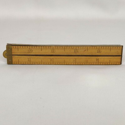 Antique C-S Co Pine Meadow Folding Ruler Wood Brass USA 24 Inch ...