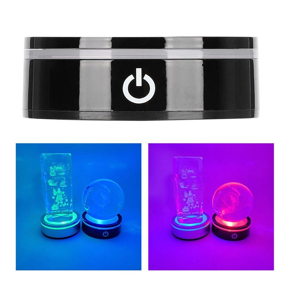 Black Colorful Round 3D Lasers LED Light Up Stand Lamp Base Display CT0 ...