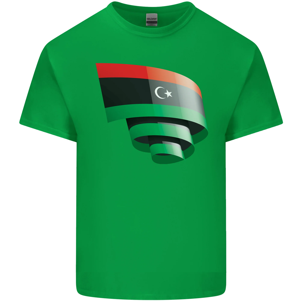 Curled Libya Flag Libyan Day Football Mens Cotton T-Shirt Tee Top | eBay