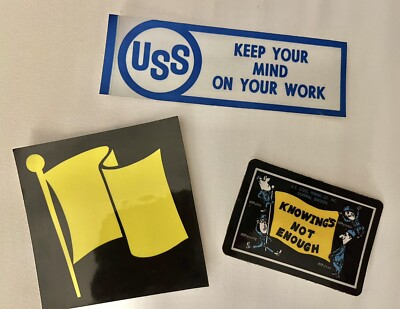 Vintage U.S. Steel Mining Co Unused Safety Mining Hard Hat Stickers ...
