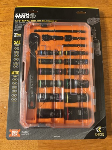 Klein Tools 65626 Flip-24 Deep-Well Heavy-Duty Impact Socket Set SAE ...