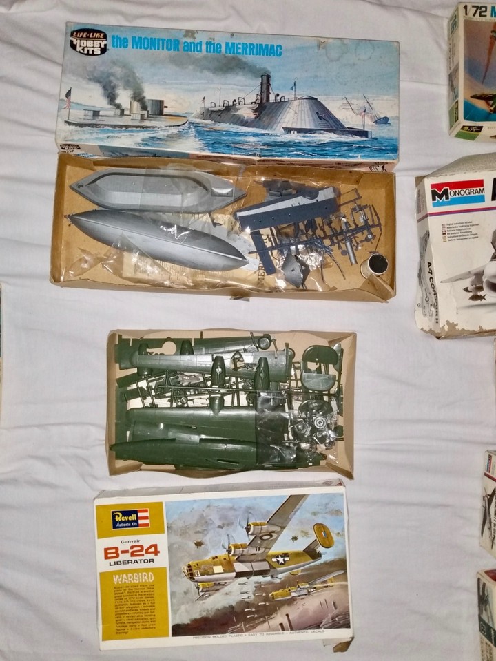 Vintage! LARGE Lot Of 17+ Military Aircraft Models Parts lot, etc. 1970 ...