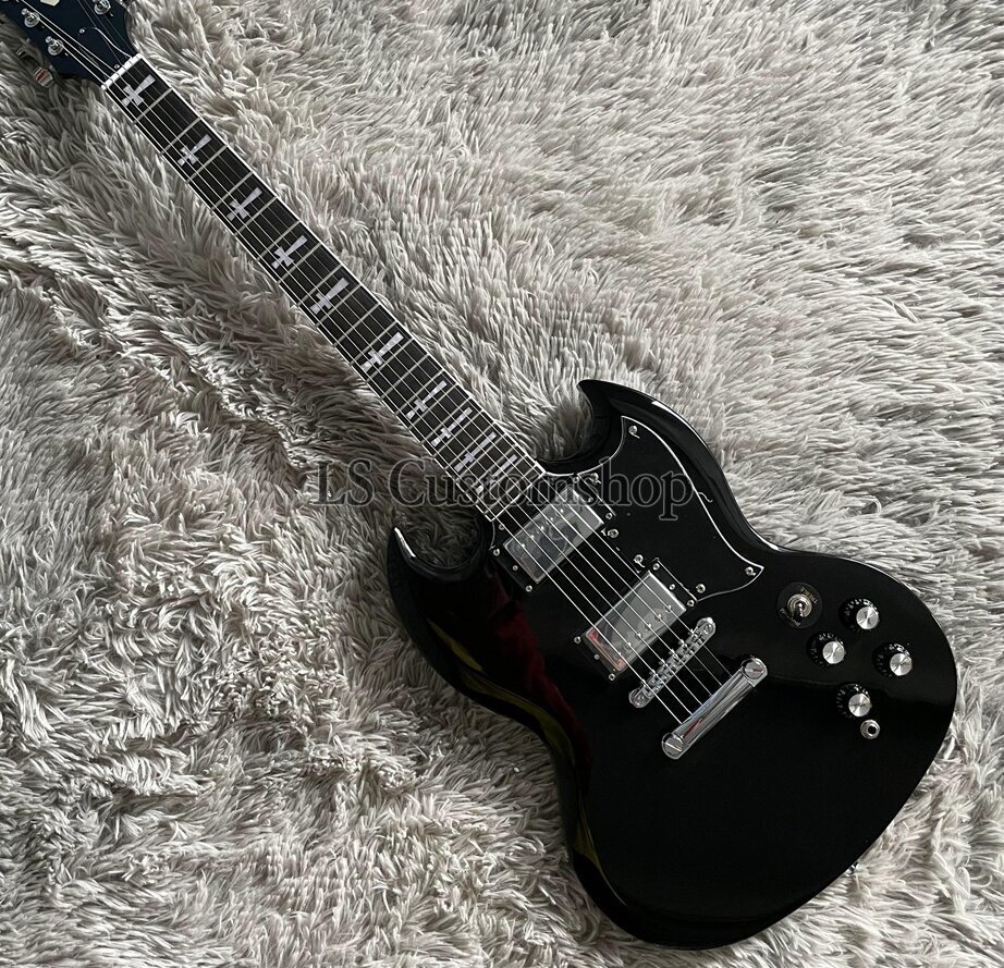 SG Custom Ebony Electric Guitar Tony Iommi Solid Body Cross Inlay 22F ...