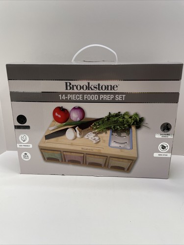 Brookstone 14 PC Food Prep Set Bamboo Grater Slicer Knife Cutting Board ...