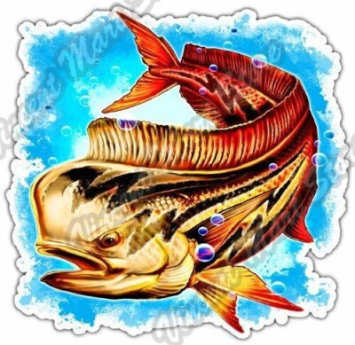 Mahi Hot Rod Fish Fishing Fisherman Ocean Car Bumper Vinyl Sticker ...