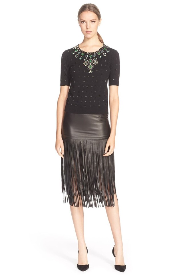 Alice + olivia Rosi Embellished Sweater Knit Top Black Size XS NWOT | eBay