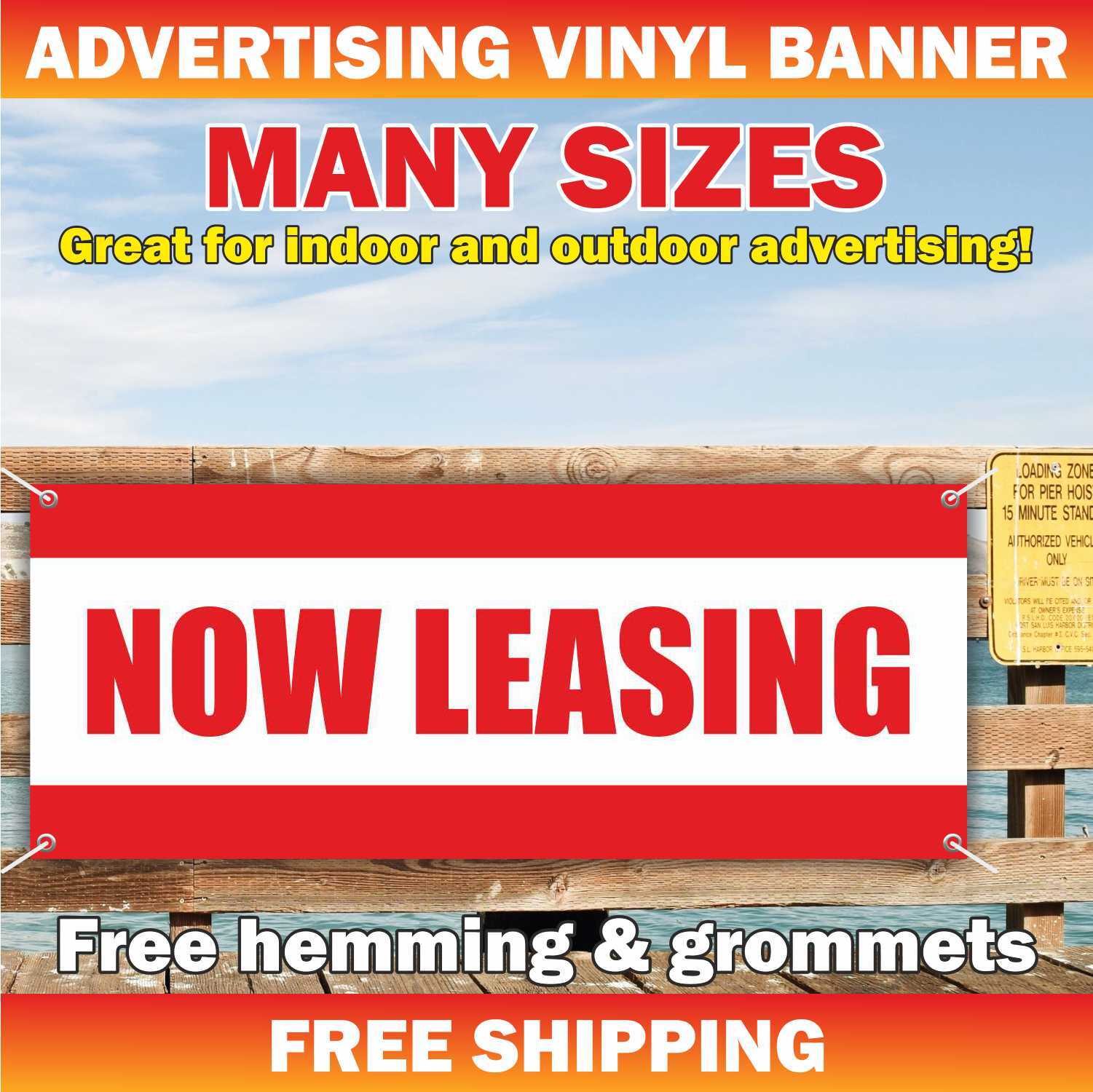 NOW LEASING Advertising Banner Vinyl Mesh Sign rent rental space real ...