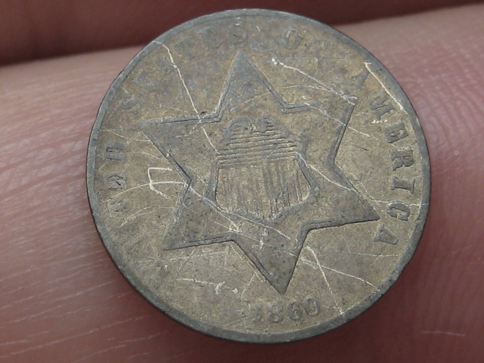 1860 Three 3 Cent Silver Trime- Type 3, VG/Fine Details | eBay