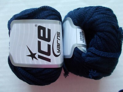 Ice Yarns Ribbon Wool knit texture yarn, navy, lot of 2 (71 yds ea) | eBay